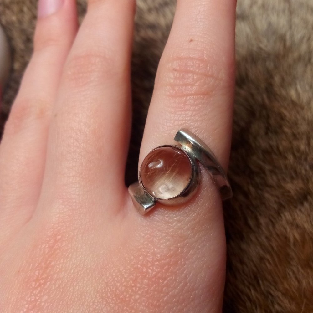 Sterling Silver Rutile Quartz Artisan Made Ring - Gem